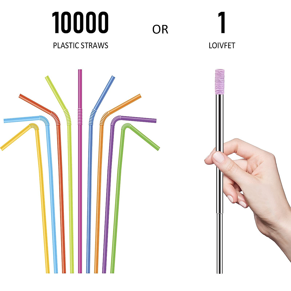 LOIVFET Metal Straws 3 Pack Reusable Collapsible Stainless Steel Straw Portable Telescopic Straws Drinking Easy to Clean with Silicone Tips,Travel Case,Keychain,Cleaner Brush(Green & Blue & Purple)