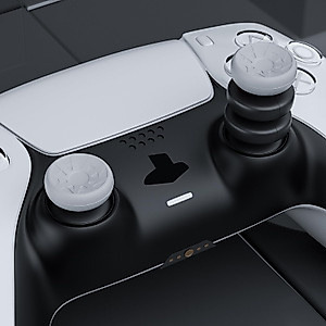 PlayRealm NO FALLING OFF Thumbstick Extender & Silicone Grip Cover 2 Sets for PS5 & PS4 Controller (Turbo White)