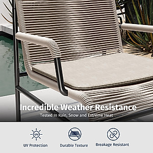 EAST OAK 4 Piece Patio Furniture Set, Outdoor Furniture with PE Wicker Rattan Chairs and Coffee Table, Modern Patio Conversation Set with Soft Pad for Garden, Backyard and Porch, Apricot