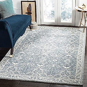 SAFAVIEH Restoration Vintage Collection 3' x 5' Blue RVT403M Handmade Distressed Wool & Viscose Area Rug