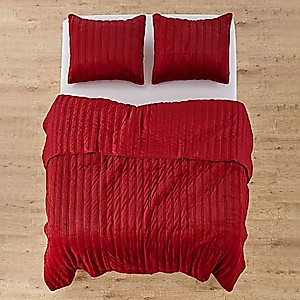Levtex Home - Faux Fur King Quilt - Red - Quilt (106 x 92 in.) - Polyester Faux Fur