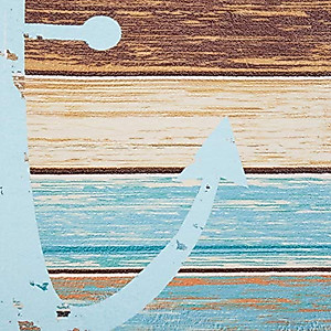 Bathroom Rugs, Kitchen Rug Non-Slip Soft Absorbent Bath Mats with Nautical Anchor Flannel for Bathroom Kitchen and Hallway 24 inches X 71 inches Turquoise/Brown