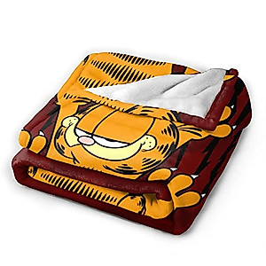 Garfield Blanket Super Soft Flannel Fleece Throw Blankets Luxury Warm Plush Bedding for Sofa Living Room Bedroom (Red, 50"X40")