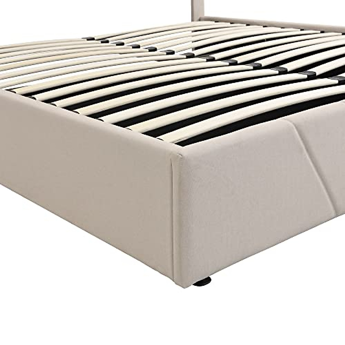 Harper & Bright Designs Queen Bed with Storage Underneath, Upholstered Platform Bed with Lift Up Storage and Tufted Headboard, Wooden Bed Frame for Teens Adults (Queen Size, Beige)