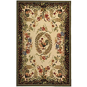 SAFAVIEH Chelsea Collection Accent Rug - 3'9" x 5'9", Creme & Black, Hand-Hooked French Country Wool, Ideal for High Traffic Areas in Entryway, Living Room, Bedroom (HK92A)