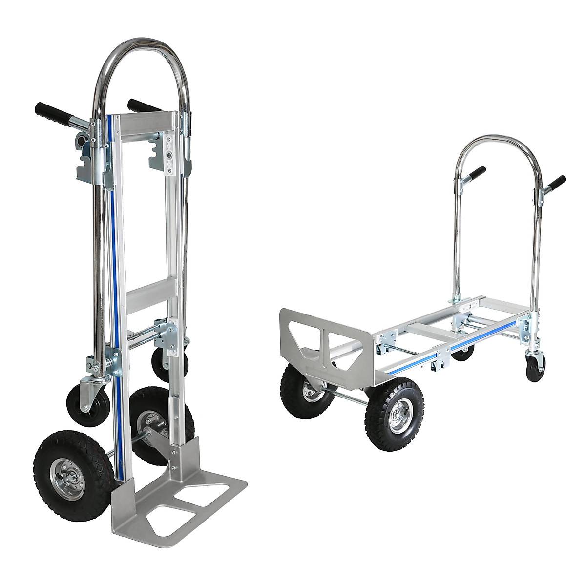 Aluminum Convertible Hand Truck, 2 in 1 Folding Dolly 800 LBS Capacity Heavy Duty Industrial Platform Cart Collapsible Truck for Transport & Moving in Warehouse, Home, Supermarket