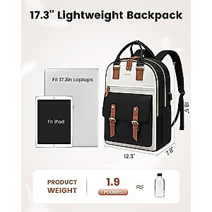 LOVEVOOK Laptop Backpack Women,17.3 Inch Fashion College Backpack with USB Charging Port,Teacher Nurse Work Travel Computer Bag Purse Business Commuter Backpack