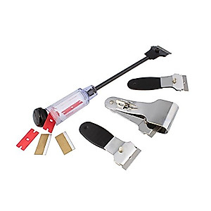 ABN Razor Blade Scraper 4-Piece Tool Set PLUS Replacement Blades – Glass Car Windshield Window Adhesive Decal Remover