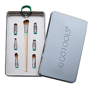 EcoTools Interchangeables Total Renewal Eye Makeup Brush Kit, Customizable Makeup Brushes for Eyeshadow, Travel-Friendly Kit, Eco-Friendly Synthetic Bristles, Cruelty Free & Vegan, 9 Piece Set