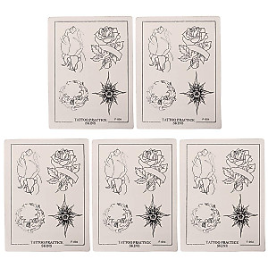 SUPVOX 5pcs Tattoo Practice Skin Rose Pattern Silicone Tattoo Skin for Tattoo Learning Training