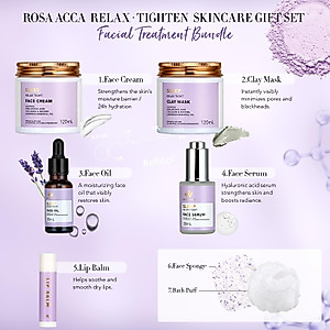 Facial Skin Care Set & Spa Kit - Mothers Day Gift Ideas, Self-care Relaxation Gifts, Skin Care Collection with Essential Oils, Hyaluronic Acid, Vitamin E. (Lavender)