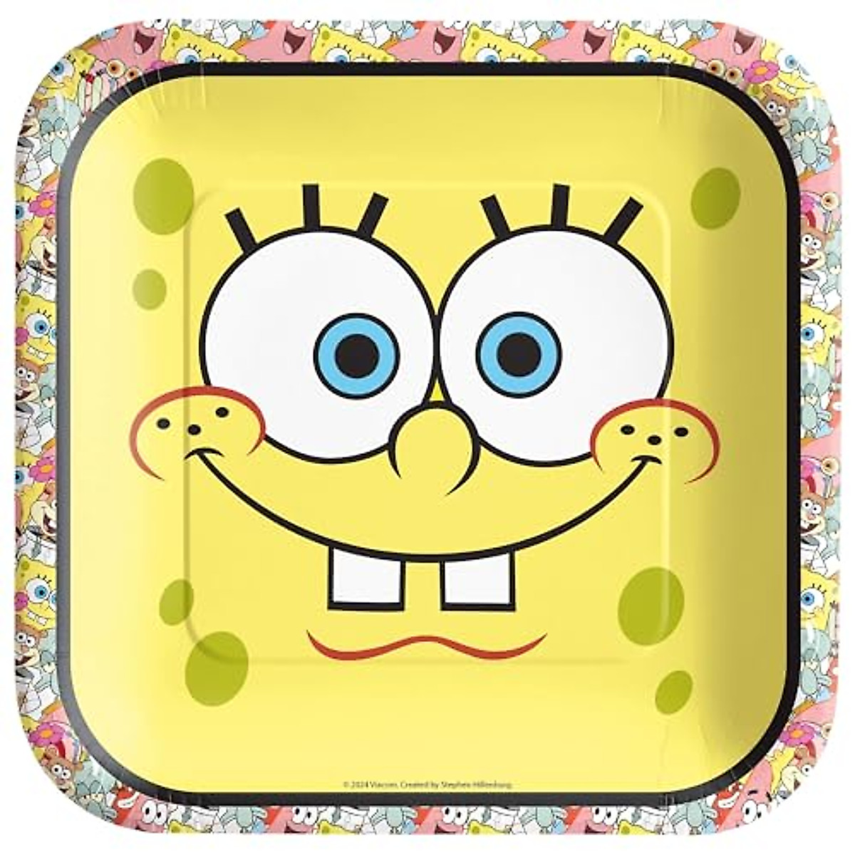 Spongebob Birthday Party Supplies Bundle Pack includes 16 Paper Plates 9", 16 Paper Napkins, 1 Dinosaur Sticker Sheet