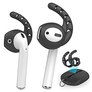 AhaStyle 3 Pairs AirPods Ear Hooks Cover Silicone Accessories Compatible with Apple AirPods and EarPods Headphones(Black)