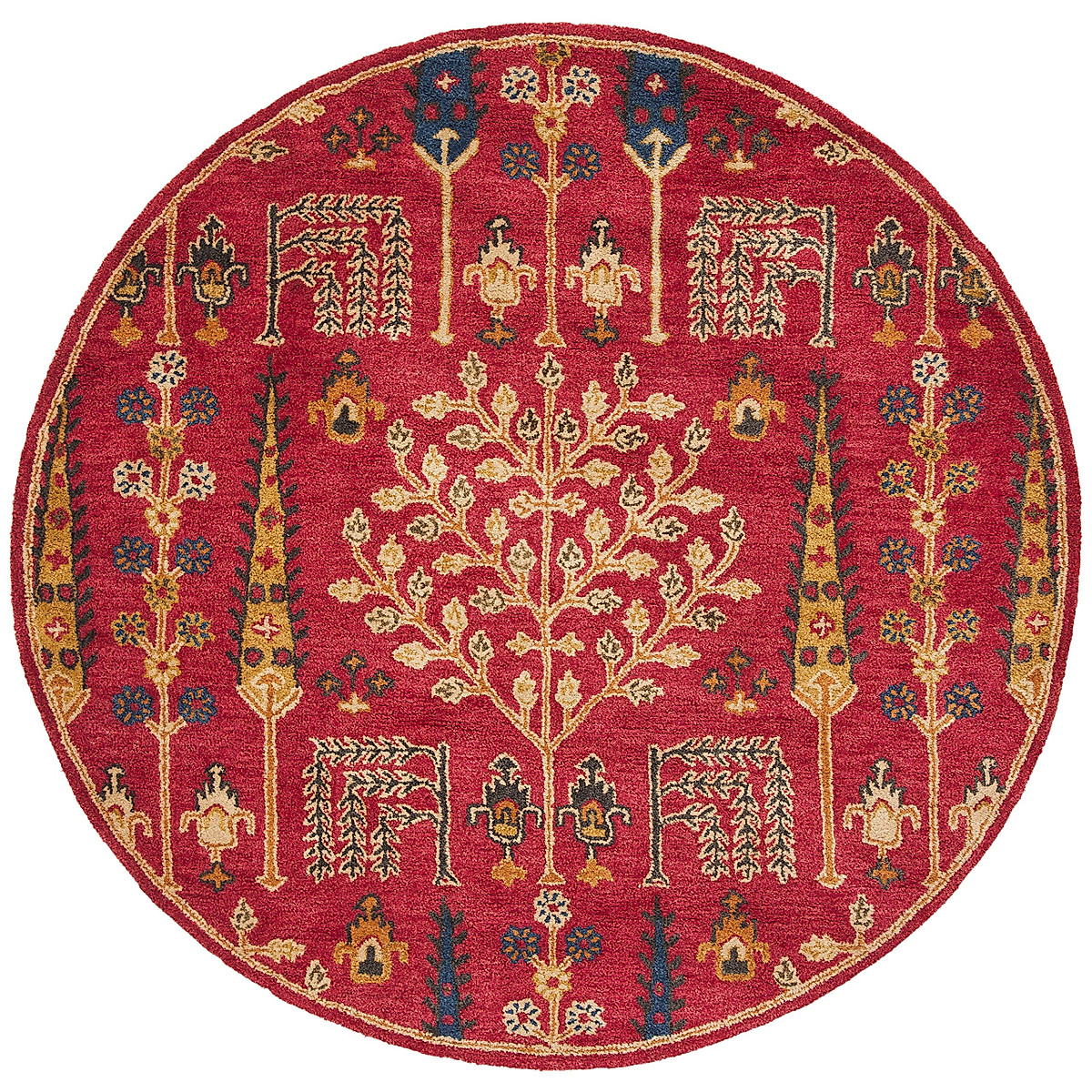 SAFAVIEH Heritage Collection Area Rug - 9' x 12', Red & Multi, Handmade Traditional Oriental Wool, Ideal for High Traffic Areas in Living Room, Bedroom (HG418Q)