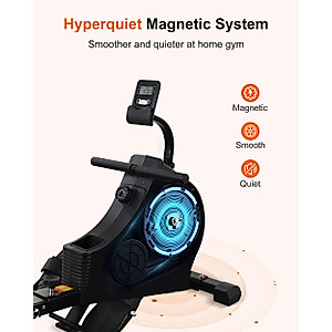 ECHANFIT Magnetic Rower Rowing Machine for Home Use Foldable w/16 Level of Quiet Magnetic Resistance with LCD Monitor and Adjustable Console Angle for Cardio Training (CR49)
