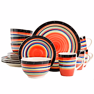 Gibson Home Casa Stella Dinnerware Set, Red, 16-piece