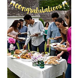 Congratulations Banner|Wedding|Anniversary|Graduation|Retirement Party Decorations Supplies Shimmering Gold Letters Banner Cheers