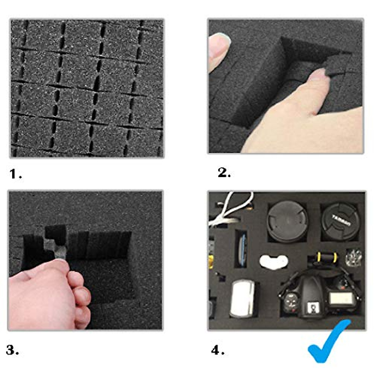 AOOCY Small Hard Carrying Case with Pluck Foam Interior for iPhone, GoPro, Camera, and More- Outer Size 9.3 x 7.5 x 2 Inches, Black