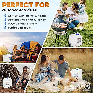 SurVivv Collapsible Water Container with Spigot, BPA Free, Food Safe Camping Water Storage Cube Jug for Outdoor Hiking Hurricane & Emergency Survival Kit, Portable Foldable Canteen