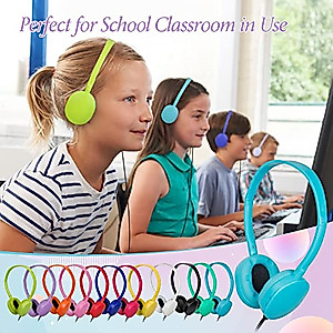 OSSZIT Kids Headphone Bulk 24 Pack Multi Color for Classroom School,Wholesale Durable Earphones Class Set for Students Teens Children and Adult 12 Colourful (24 Mixed)
