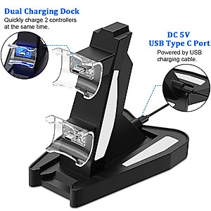 PS5 Controller Charger with LED Indicator, Fast Charging Dualsense Charging Station Dock for Dual Playstation 5 Controllers