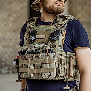 OneTigris Tactical Molle Mag Pouch,Open Top Triple Magazine Pouch for 5.56mm M4 M16 AK AR Glock M1911 9mm with Quick Release Kydex Insert and MOLLE Compatible（Camouflage）