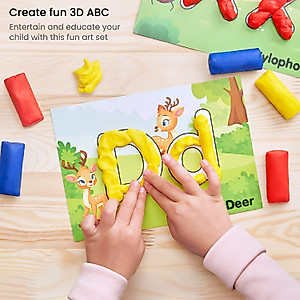 Arteza Kids Play Dough, Alphabet Learning Kit, 30 Pieces Air Dry Clay, 0.8 oz, Red, Yellow, and Blue, 26 Alphabet Cards, Art and Craft Supplies for Kids