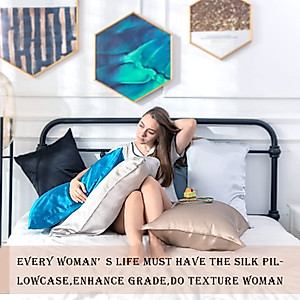 Natural Mulberry Silk Pillowcase with Hidden Zipper for Hair and Skin Standard Size 20"X 26" Soft Breathable Smooth Cooling Pillow Covers for Sleeping(Black,1Pcs)