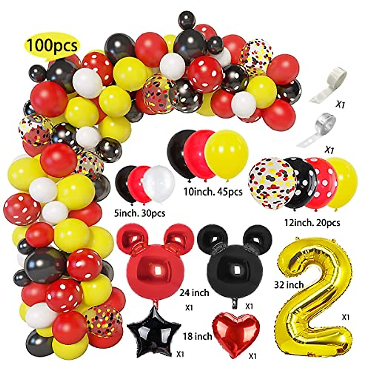 Dilyreke Red 2nd Birthday Mouse Themed Party Decorations for Boy Oh Twodles Birthday Party Supplies Banner and Balloon Set