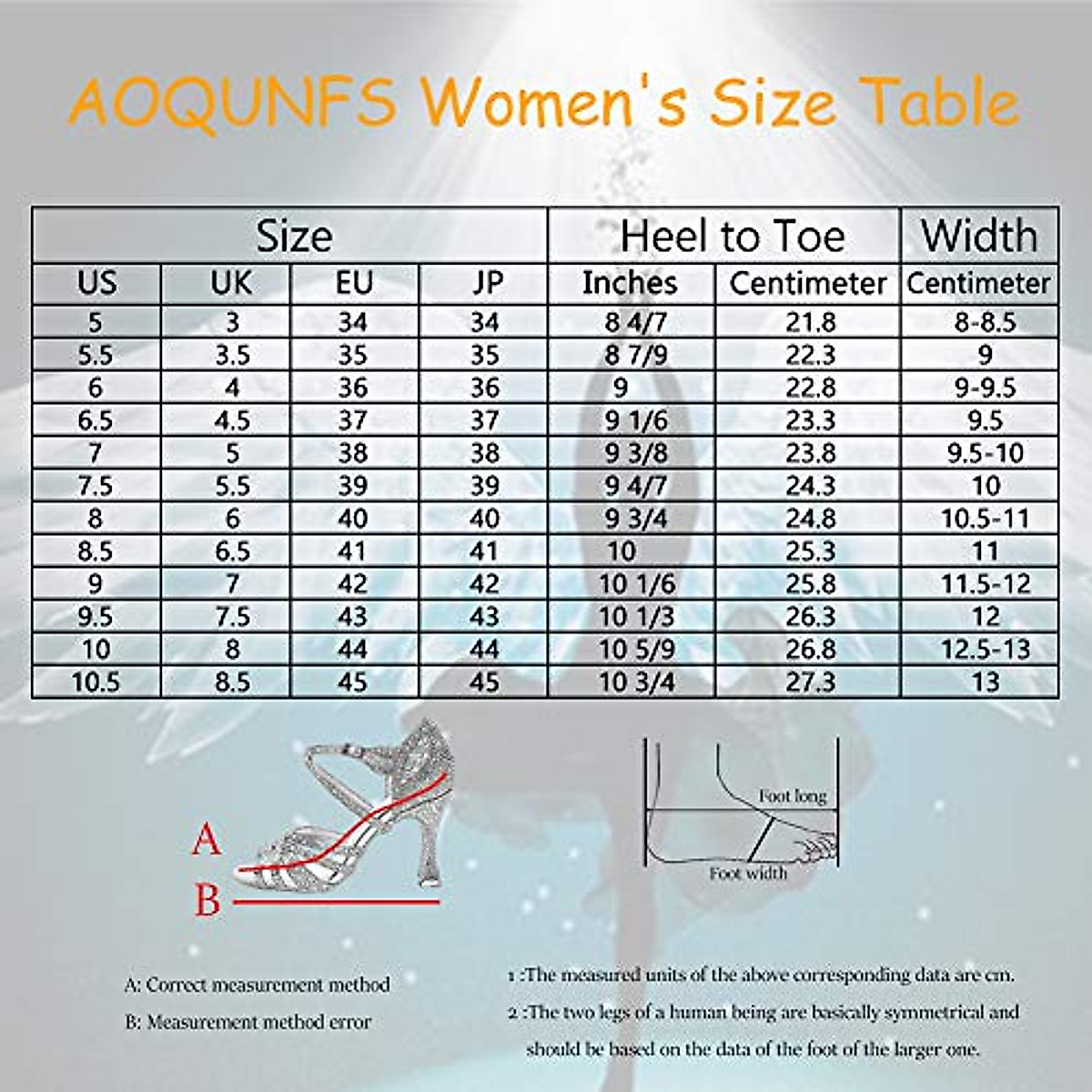 AOQUNFS Performance Dance Shoes Latin Dancing Shoes for Women Comfortable Salsa Ballroom Dance Heels,YCL310-Black Gold-5,US8