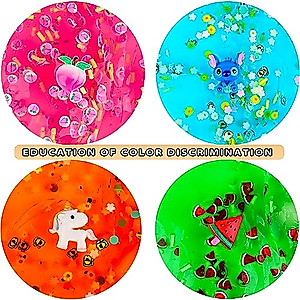 DAHIOQHAJ 4 Pack Jelly Cube Crunchy Slime Kit, Premade Jelly Clear Crunchy Slime for Girls & Boys, Super Soft Non-Sticky Cute Sludge Toy, Party Favor for Kids