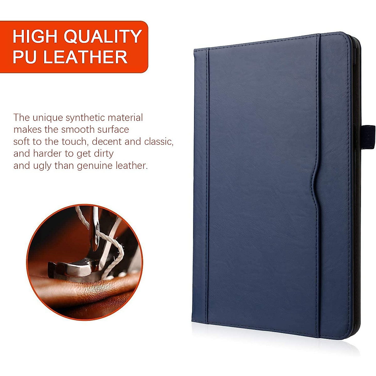 ZoneFoker for Samsung Galaxy Tab A7 10.4 2020 Case, Business Leather Cover, Multi-Angle Viewing Folio Stand Case with Pen Holder Pocket for Galaxy Tab A 7 10.4 SM-T500/T505/T507-(Blue)