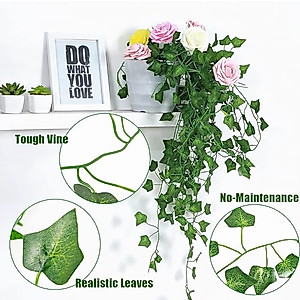 Artflower Fake Vines for Bedroom, 8 Pcs 56Ft Fake Ivy Vines Greenery Garland Artificial Ivy Leaves Fake Hanging Plants for Office Garden Wedding Wall Room Decor