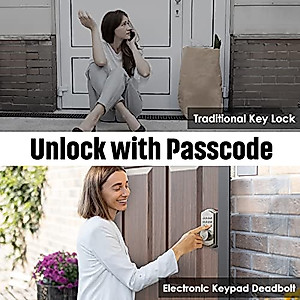Keyless Entry Deadbolt Lock - Electronic Door Lock with Keypad, Smart Deadbolt Lock with Auto Lock, Security Waterproof Smart Lock Easy Install Ideal for Front Door, Home Use, Apartment - ELAMOR M19