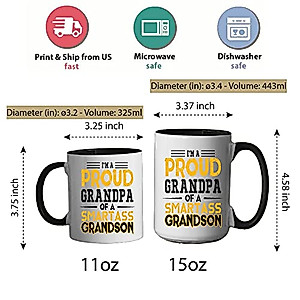 Fathers Day Gift for Proud Grandpa of Witty Smart Grandson 11oz 15oz Inner Color Accent Mug