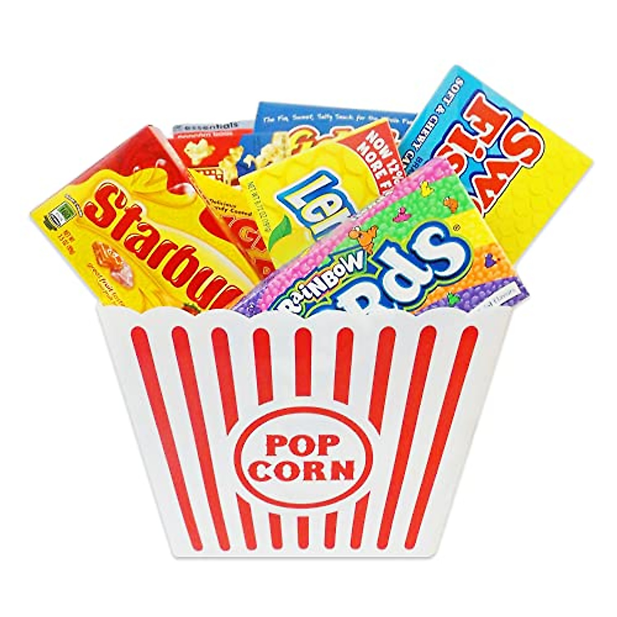 Novelty Place Plastic Red & White Striped Classic Popcorn Containers for Movie Night - 8" Square x 7" Deep (1 Pack)