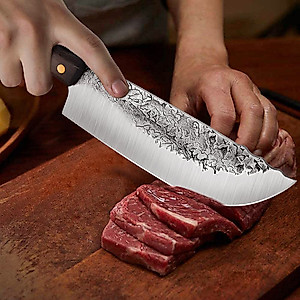 DRAGON RIOT Hand Forged Butcher Knife Cleaver 7.5 Inch High Carbon Steel Meat and Vegetable Cleaver Knife Full Tang Sharp Chef Knife for Kitchen Camping and BBQ…