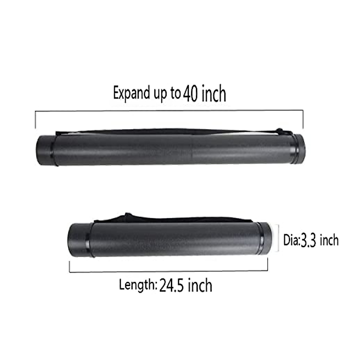 Ecjiuyi Poster Tubes,2Pack Extendable Poster Tube Expand from 24.5" to 40" with Adjustable Shoulder Strap Lids and Lable,Waterproof Telescoping Blueprint Art Document Storage Transport Carrying Tube