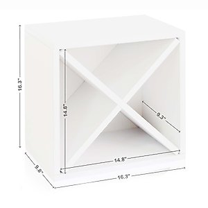 Way Basics Wine Rack Cube Stackable Bar Shelf (12 Bottle), White