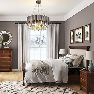 MEELIGHTING Nickel Luxury Modern Crystal Chandelier lighting Contemporary Raindrop Chandeliers Pendant Ceiling lights Fixture for Dining Room Living Room Bedroom Kitchen W22