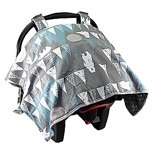 Baby Car Seat Canopy Cover - White Bear and Trees