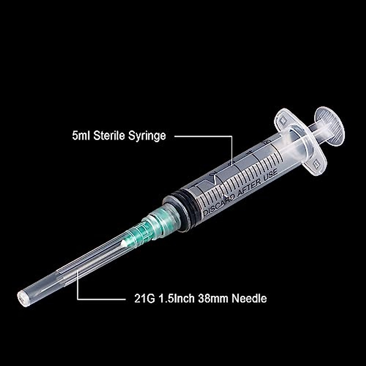 25 Pack 5ml Disposable Lab Syringe with Needle 21G 1.5 inch Luer Lock Syringe