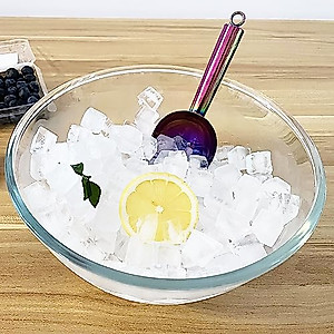 Metal Ice Scoop 3 Oz, Small Stainless Steel Ice scooper for Ice Maker Ice Bucket Kitchen Freezer Bar Party Wedding, Multipurpose for Popcorn Scoop,Flour Scoop,Dog Food Scoop (3 OZ, Rainbow)