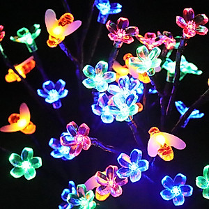 Solar Garden Tree Lights Outdoor Decoration - 2 Pack Solar Flower Lights with 40 Cute Fairy Christmas Leds ,Rechargeable Solar Powered Landscape Decorative Lights for Yard, Lawn, Walkway, Home Decor