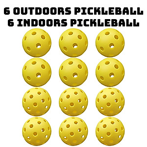 Innoglory Pickleball Set with 4 Paddles and Net 12 Pickleballs, 22FT PE Anti-Aging Net, Anti-Rust Frame, 4 Wooden Pickleball Paddles,6 Outdoor Pickleballs 6 Indoor Pickleballs with Carry Bag