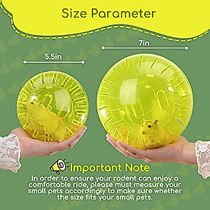 Hamster Ball, Nobleza 5.5 inch Clear Hamster Exercise Ball with Clip-in Lid, Durable Plastic Rat Running Ball for Dwarf Hamster, Small Pet Rat to Break Boredom & Increases Activity, Yellow