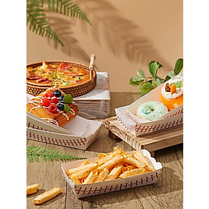 Fulmoon 60 Pcs Baseball Party Supplies 7 inch Baseball Party Paper Food Trays Hot Dog Trays Disposable Paper Serving Food Boats for Concession Carnival Condiment Movie Night Snack