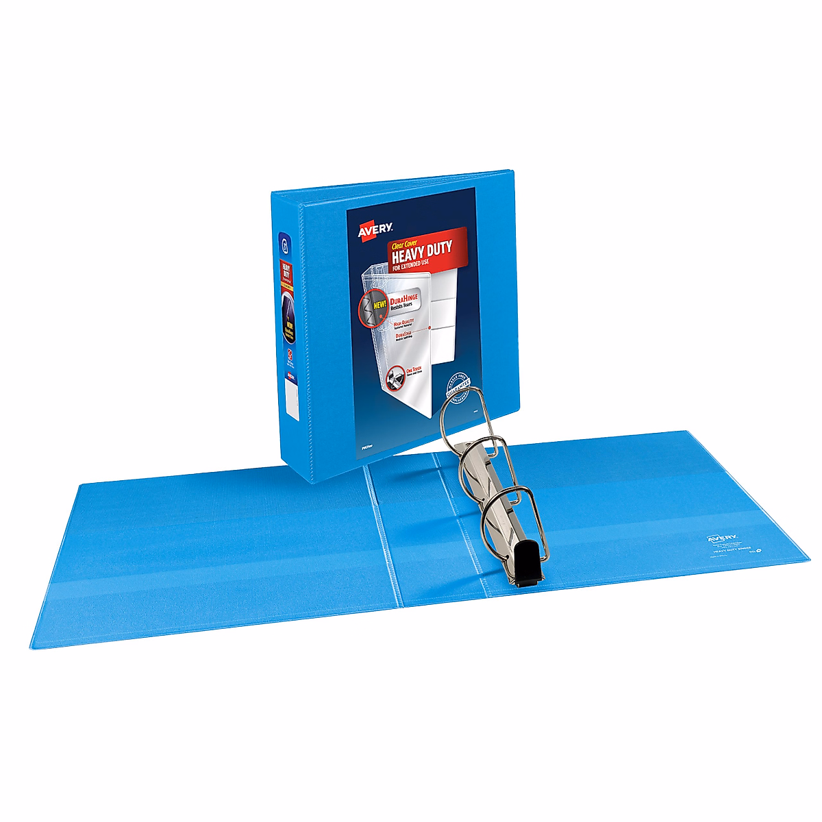 Avery Heavy-Duty View 3 Ring Binder, 3" One Touch Slant Rings, Holds 8.5" x 11" Paper, 1 Light Blue Binder (05601)