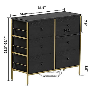 Visiblesser Black Dresser for Bedroom, Fabric Dresser for Closet, 6 Drawer Dresser with Metal Frame, Storage Organizer for Living Room, Hallway, Nursery