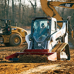 Titan Attachments 84in Skid Steer Grader, Universal Quick Tach, Triple Cutting Edge Box Grader, Push and Pull Road Grader